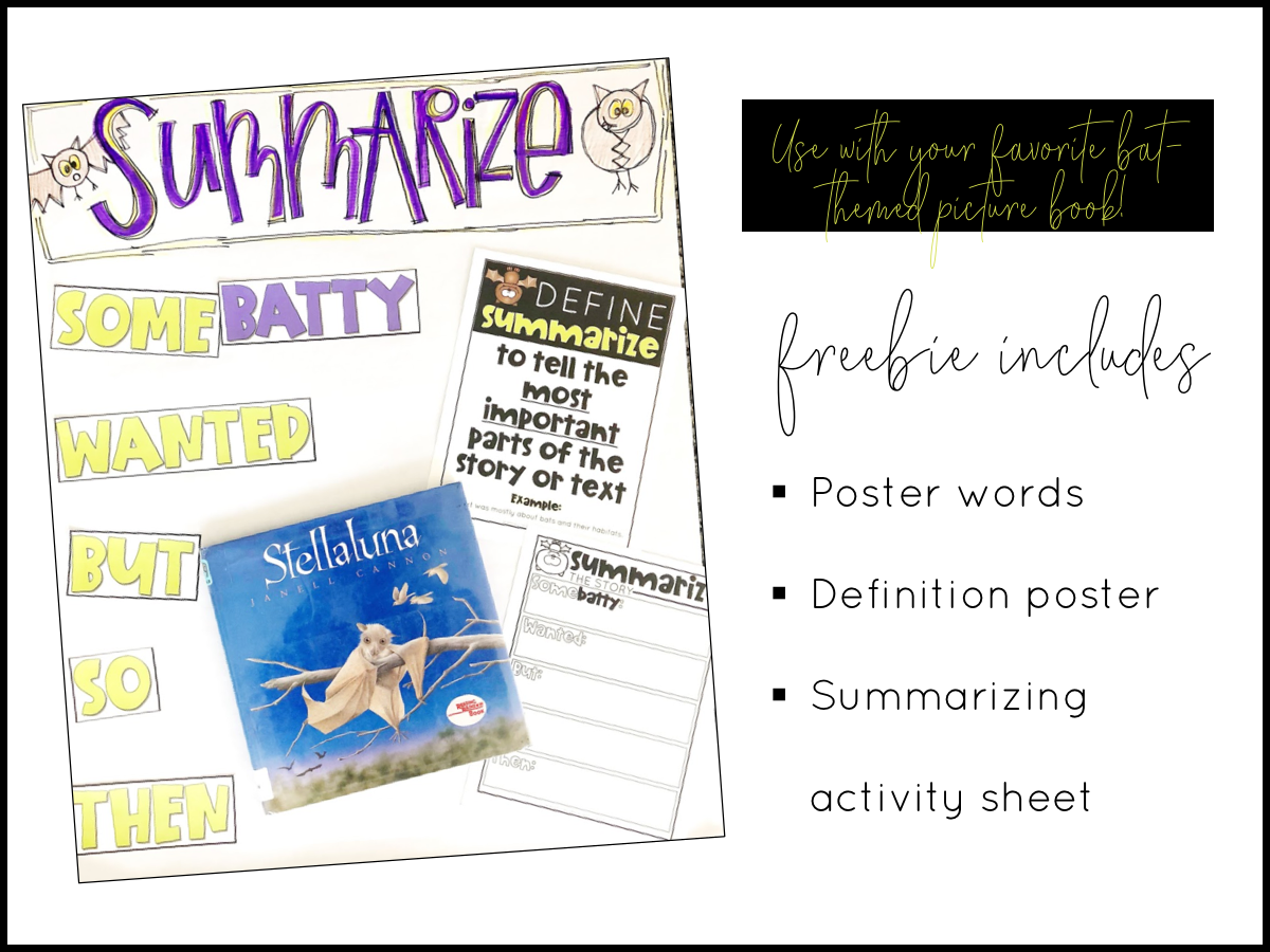 This is a FUN and FREE bat-themed summarizing activity. It pairs well ...