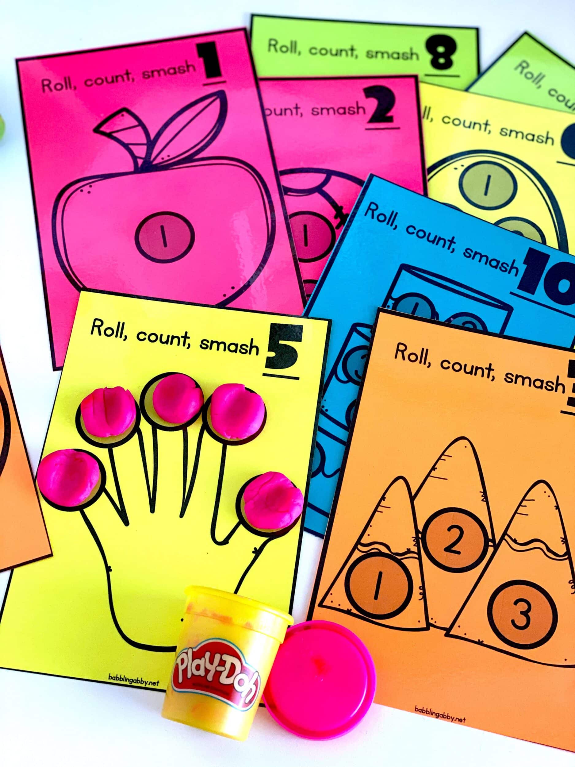 Download this free play doh counting activity to use - Babbling Abby