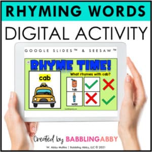 Digital Rhyming Words Activity Google Slides™ Seesaw™ for Distance ...