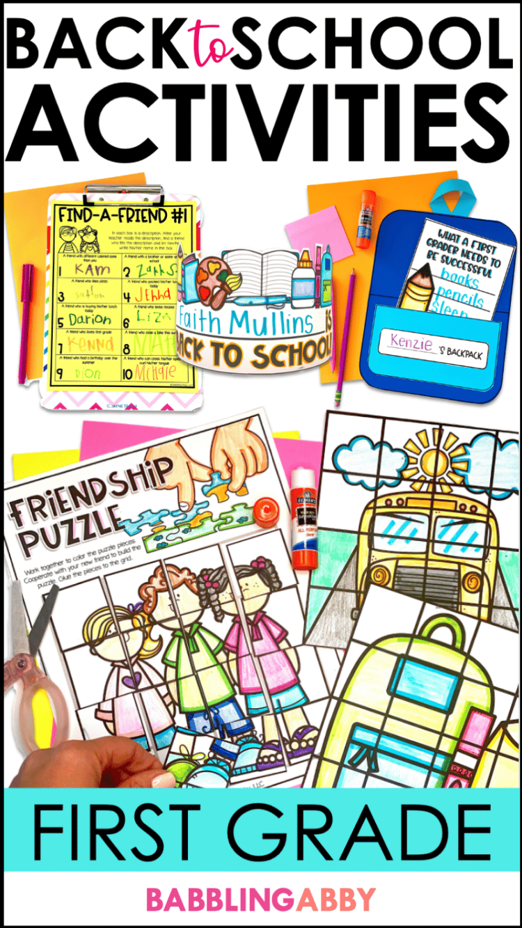 The Best Back to School Activities for First Grade - Babbling Abby