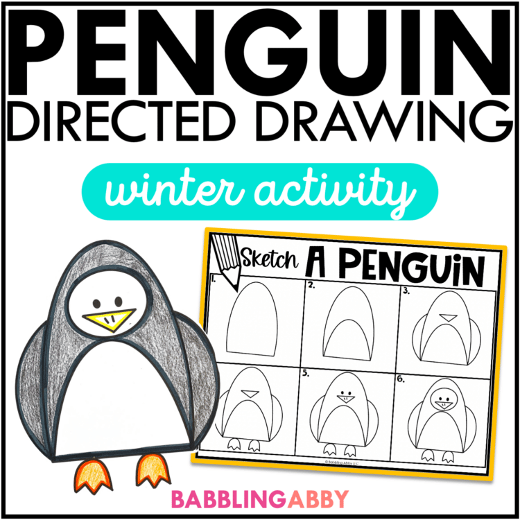 Penguin Directed Drawing Following Directions Coloring Page for January ...