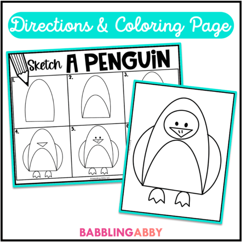 Penguin Directed Drawing Following Directions Coloring Page for January ...