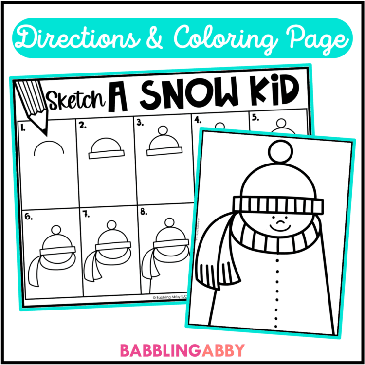 Winter Kid Directed Drawing Following Directions Coloring Page for ...