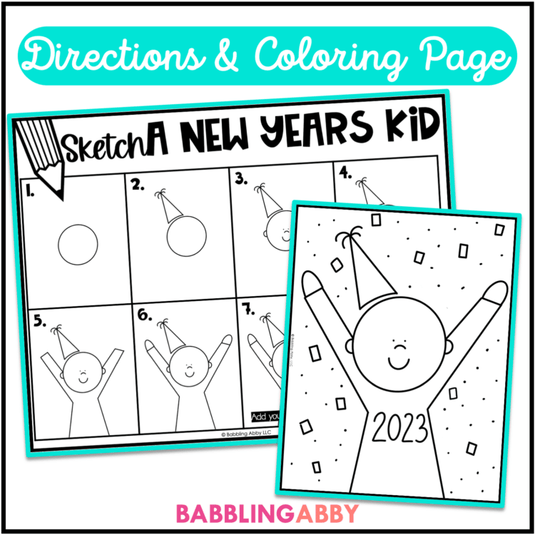 New Year 2023 Directed Drawing Craft Coloring Page Following Directions ...