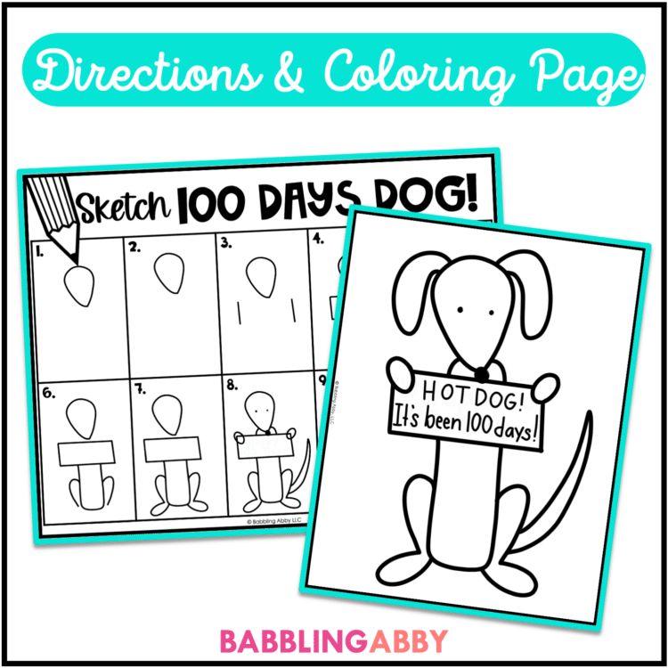 How to Draw a 100th Day of School Dog Directed Drawing for Following ...